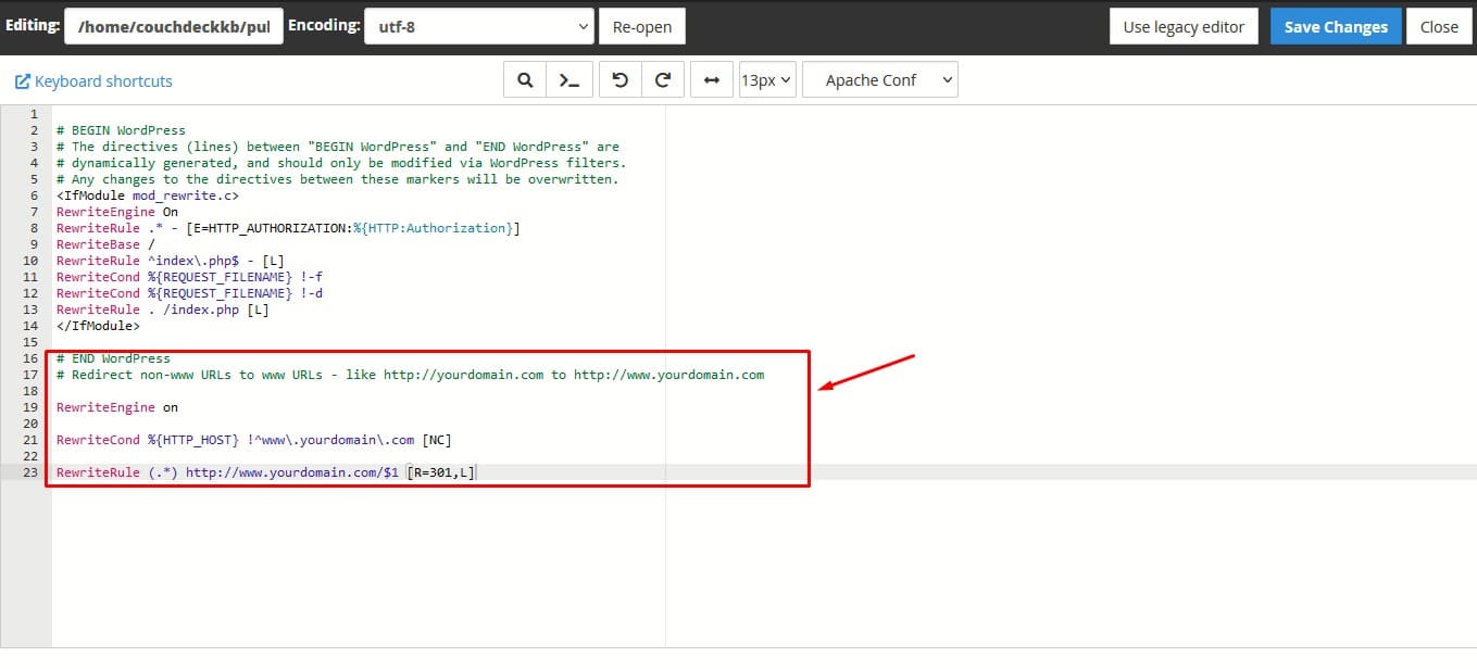 How To Redirect Or Non Urls With Htaccess Via Cpanel Couchdeck